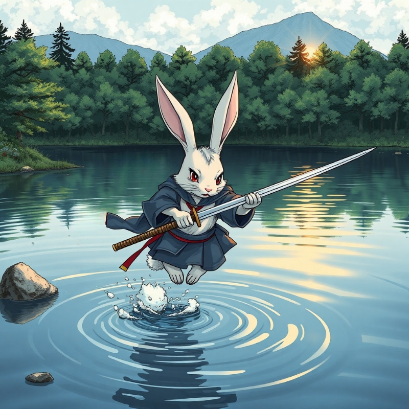 White Rabbit Jumper A Lake by SnowMan | Arbum